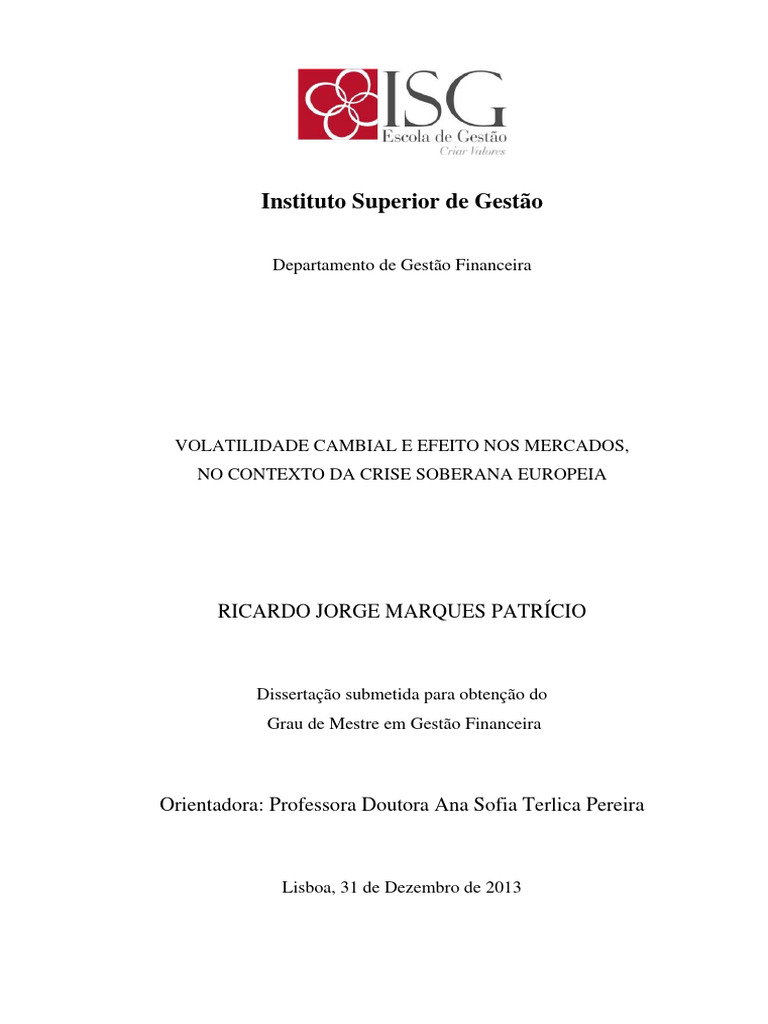 Volatilidade Cambial na Crise Europeia | PDF | Taxa de câmbio | Moeda