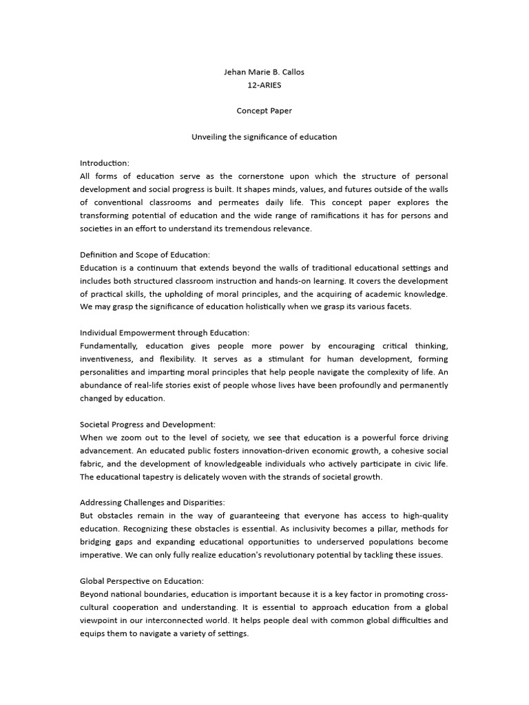 Jehan Marie B C | PDF | Liberal Arts Education | Cognition