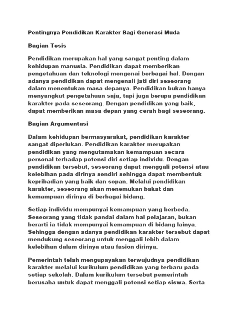 Pendidikan Karakter untuk Generasi Muda | PDF