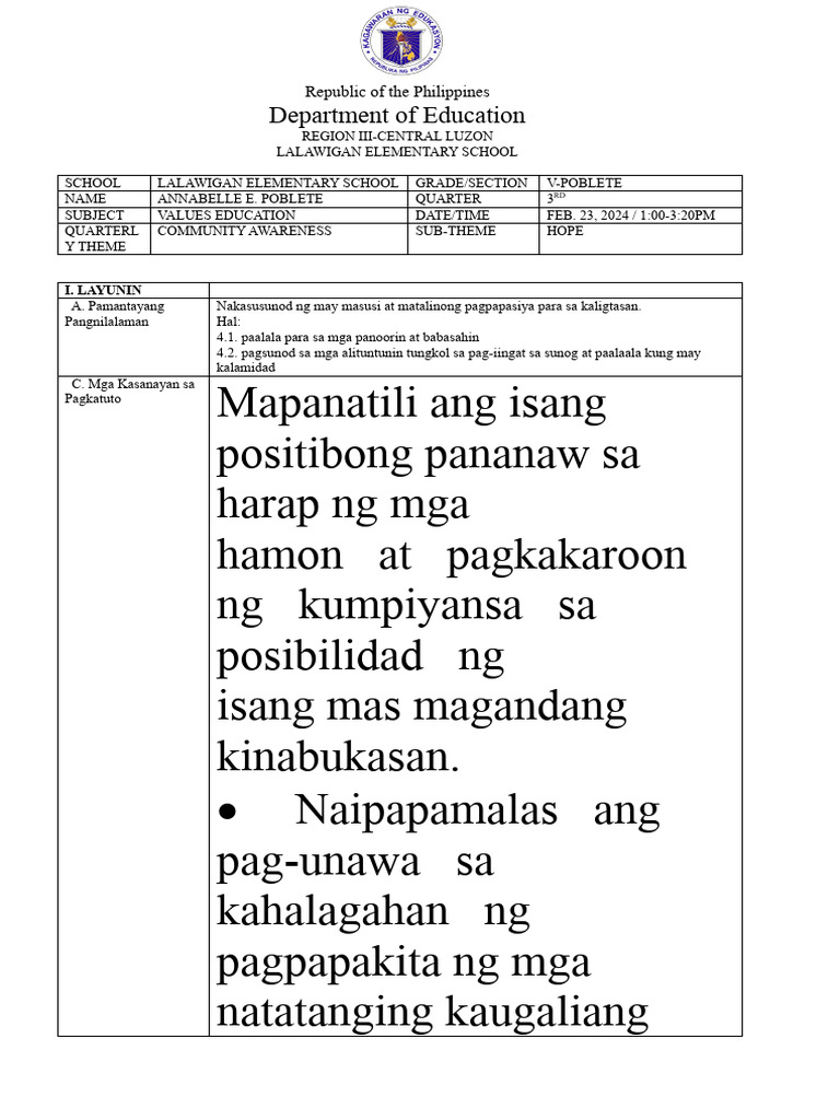 CUF TG Values Education February 23,2024 | PDF