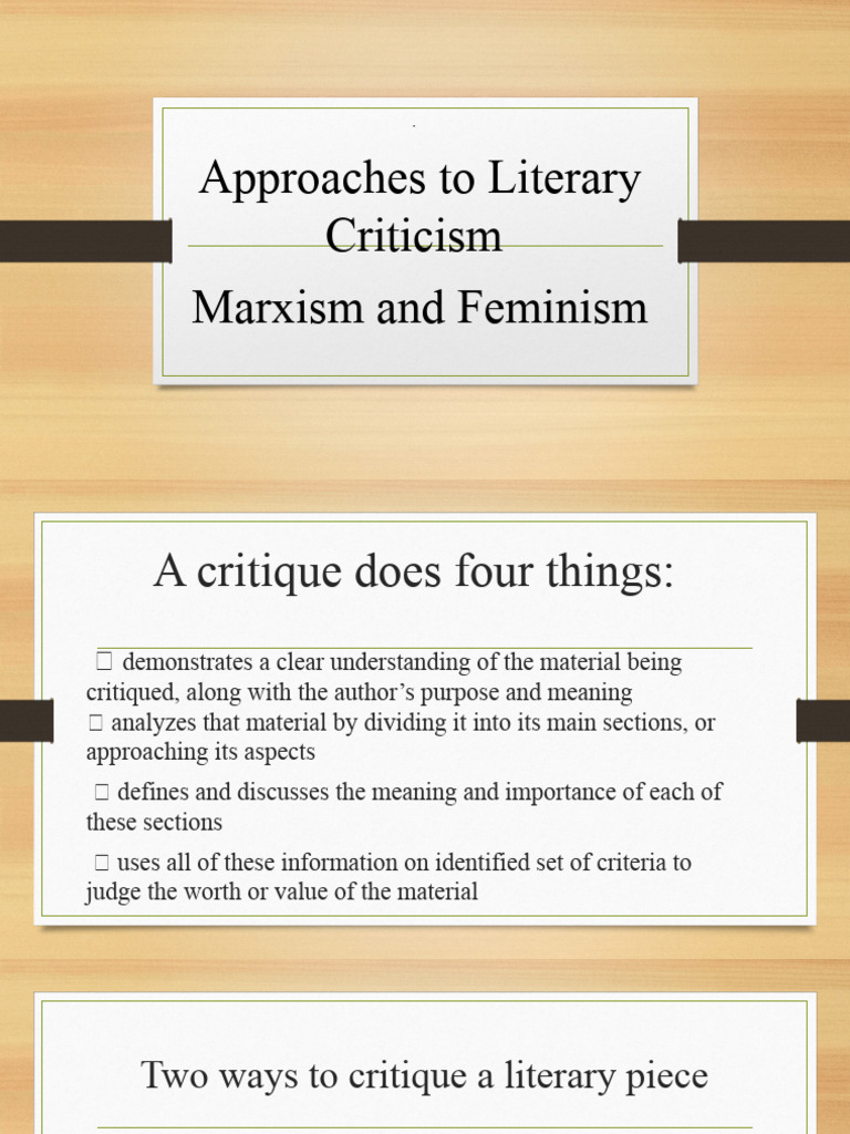 Literary Criticism: Marxism & Feminism | PDF | Marxism | Gender Studies