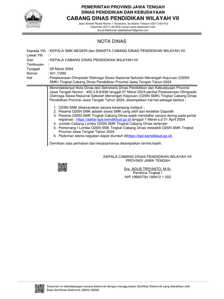 Pelaksanaan Olimpiade Olahraga Siswa Nasional Sekolah Menengah Kejuruan ...