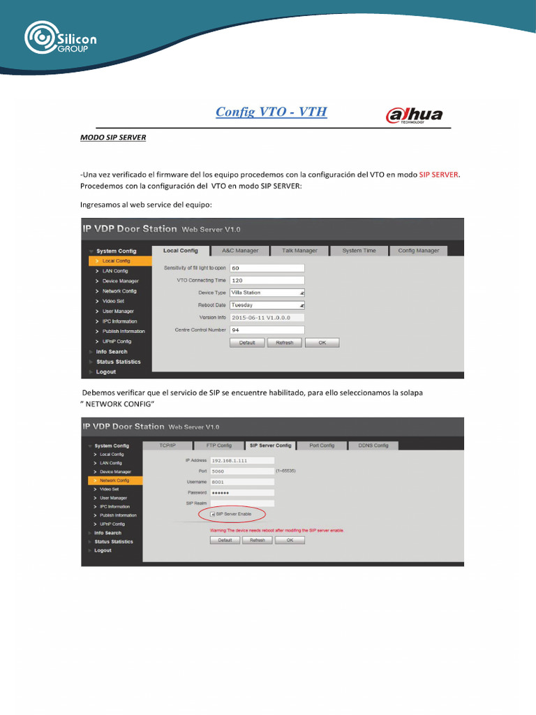 Config VTO VTH 12 | PDF