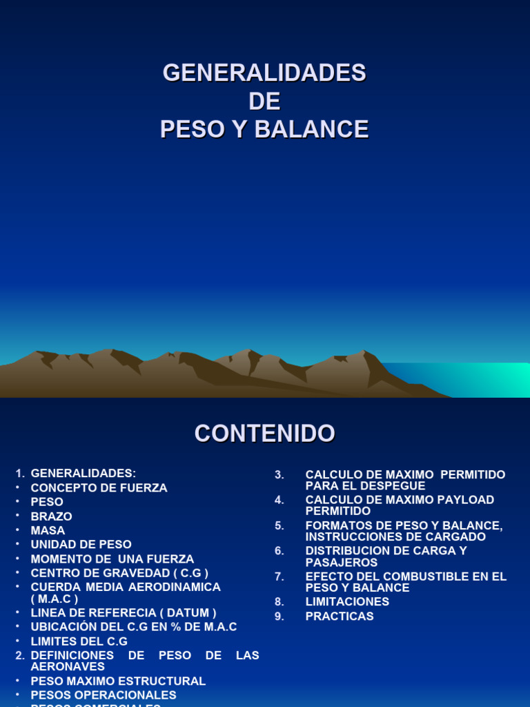 Generalidades de Peso y Balance Aeronáutico | PDF | Peso | Masa
