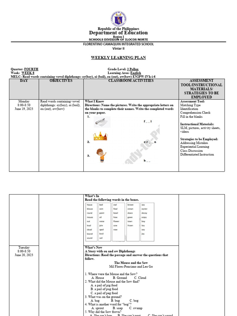 WLP G3 Pollux Q3 Week8 2022 | PDF | Linguistics | Phonetics