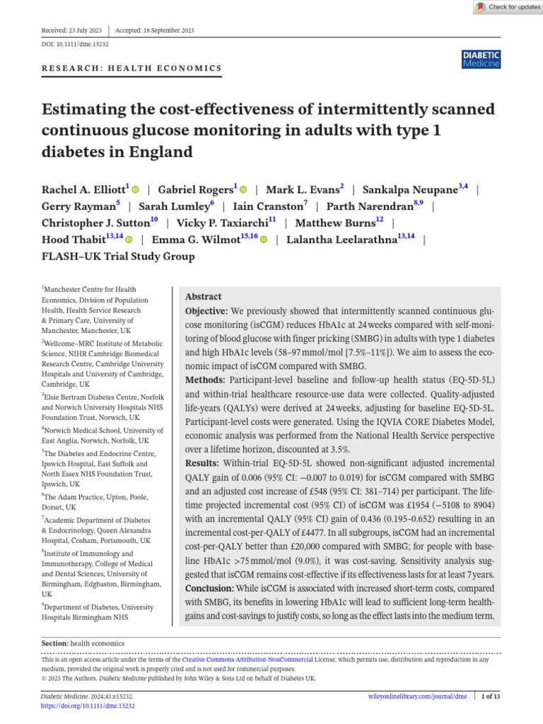 Estimating The Cost-Effectiveness of Intermittently Scanned Continuous Glucose Monitoring in ...