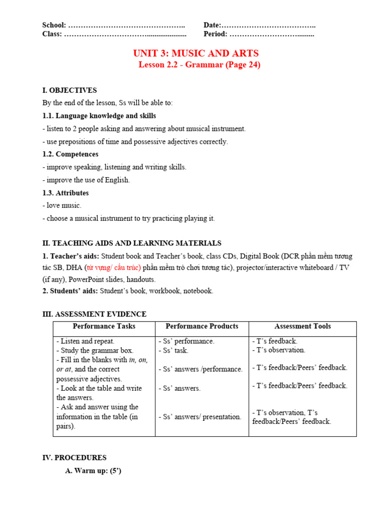 UNIT 3 - LESSON 2 - PART 2 - Grammar | PDF | Adjective | Preposition ...