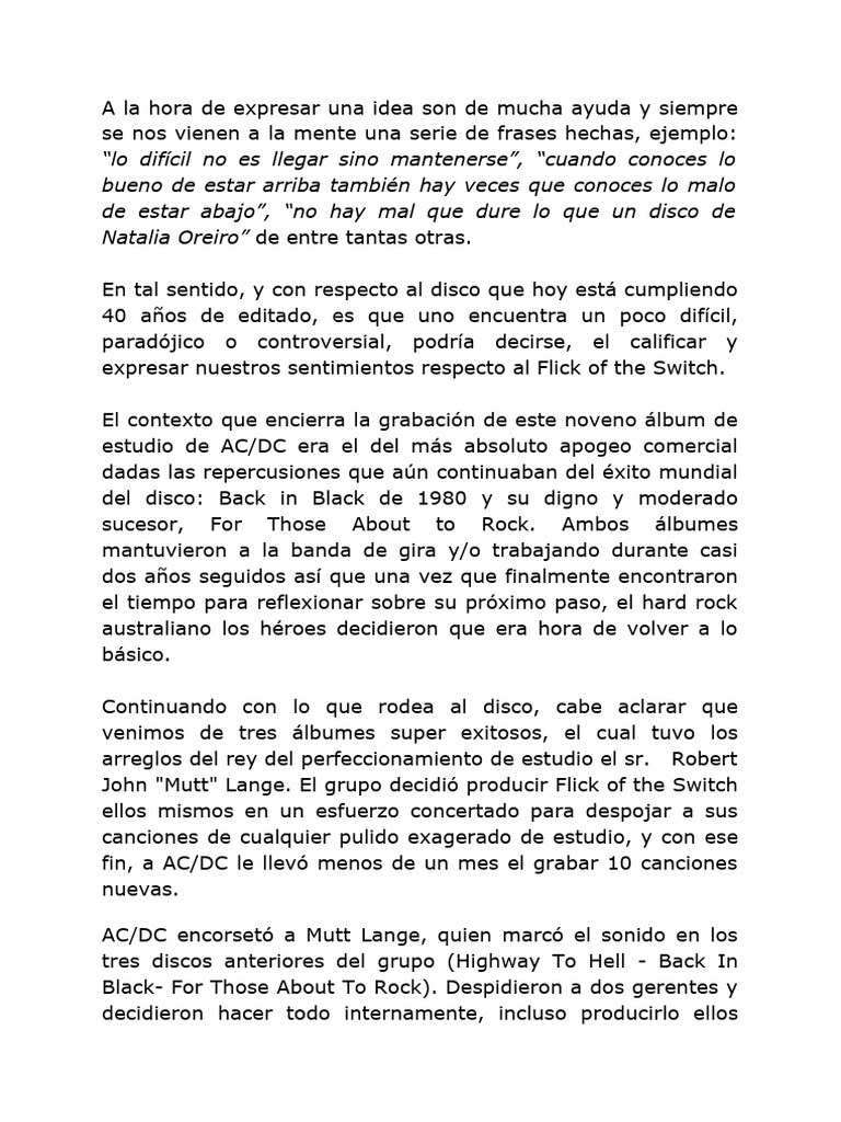 AC - DC Flick of The Switch | PDF | La música rock