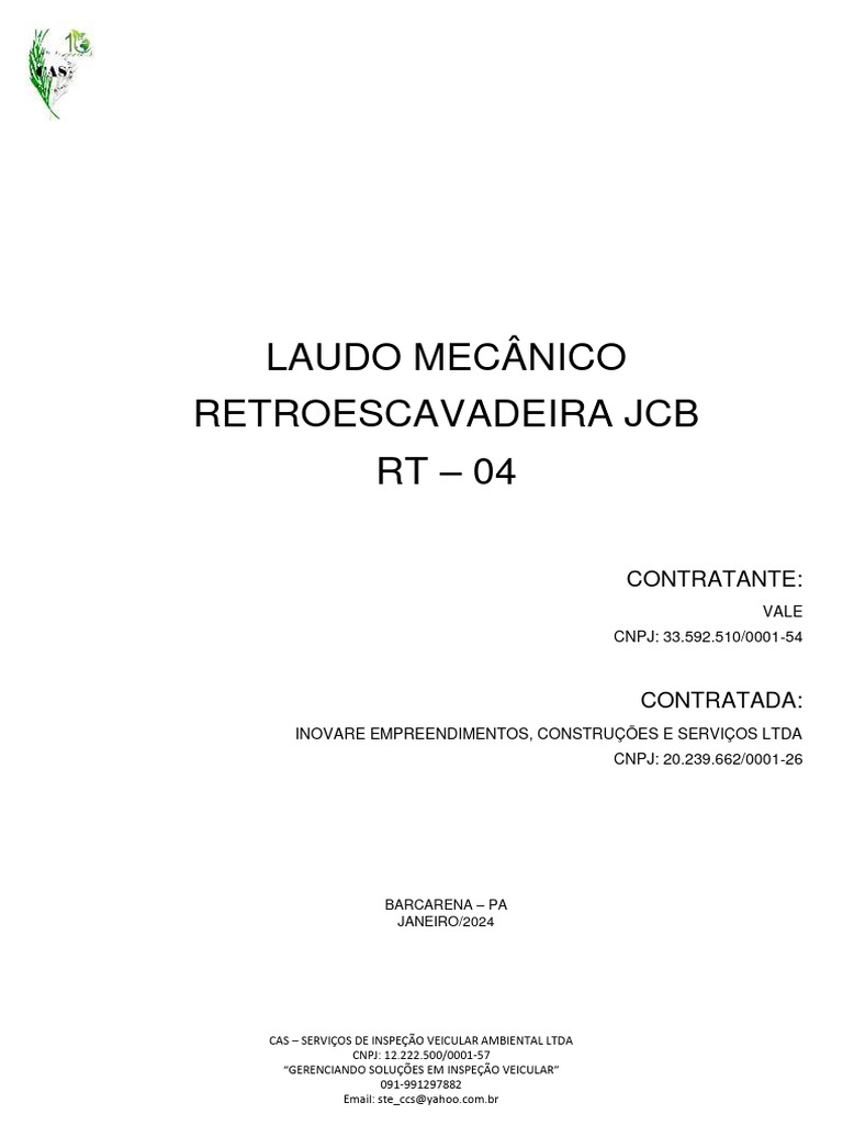 Laudo JCB RT 04 | PDF | Poluição do ar | Veículos