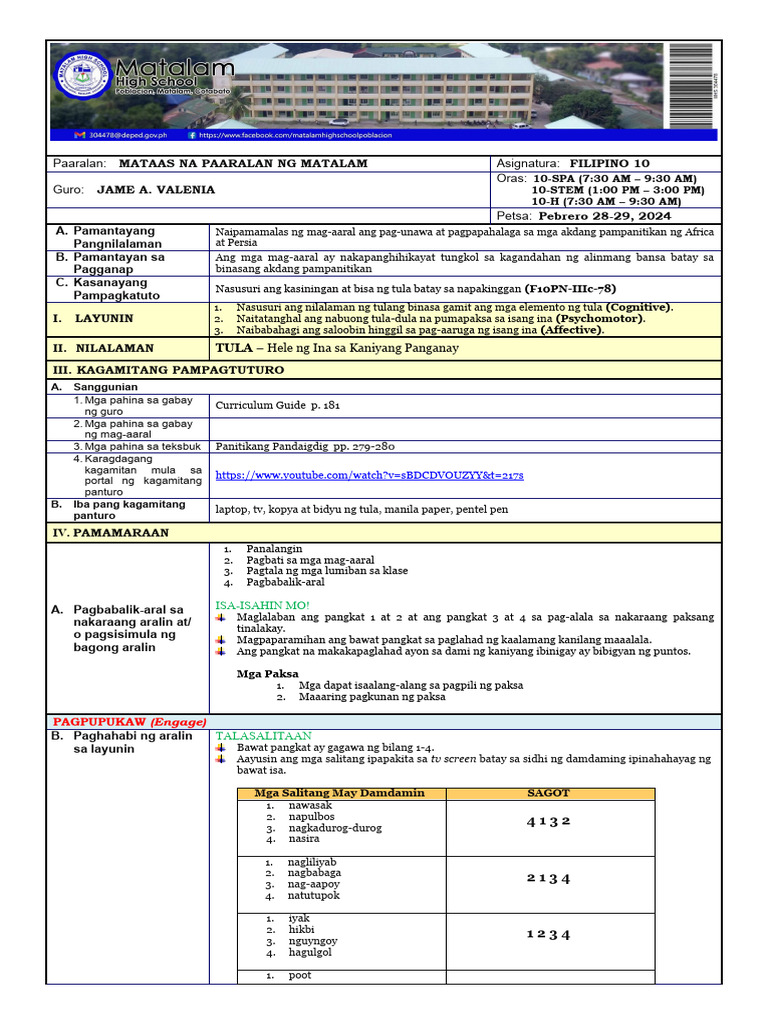 Lesson 7 Tula Hele NG Ina Sa Kaniyang Panganay | PDF