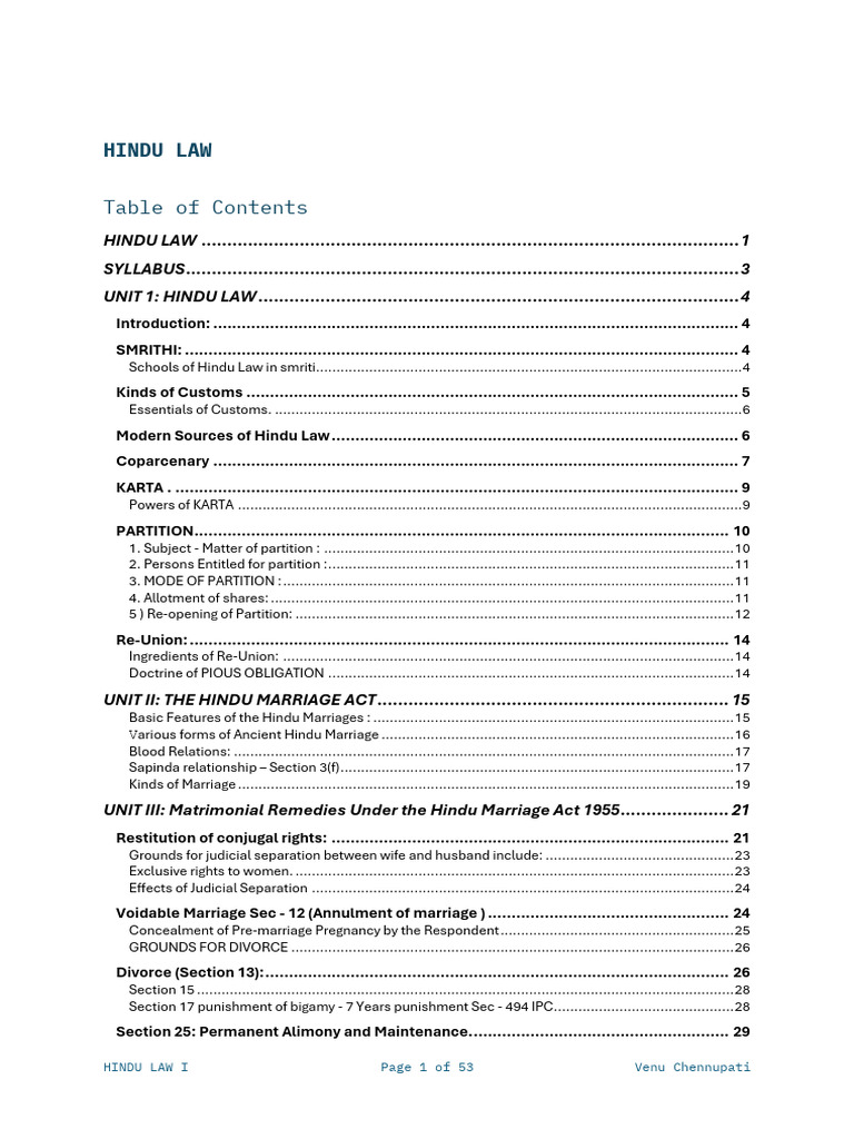 HINDU LAW 1 ALC Notes | PDF | Marriage | Polygamy