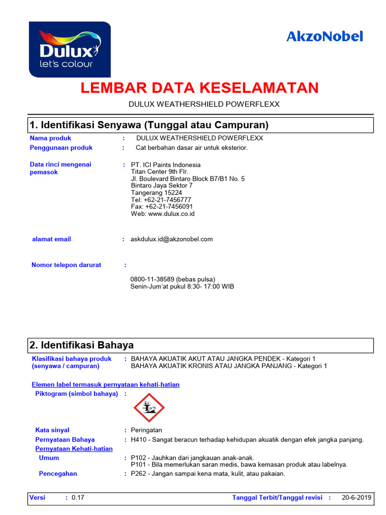 Lembar Data Keselamatan DULUX PowerFleXX | PDF