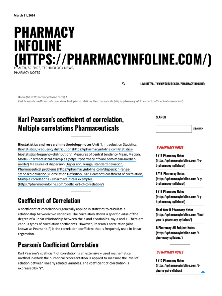 Karl Pearson's Coefficient of Correlation, Multiple Correlations | PDF | Statistical Analysis ...