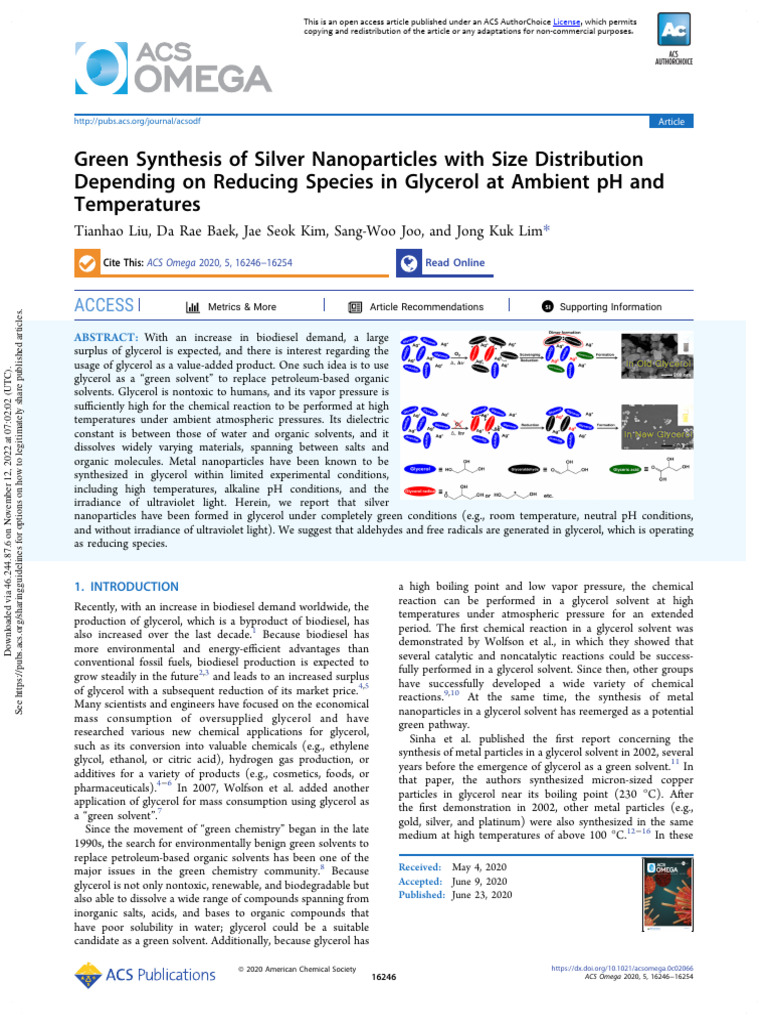 Green Synthesis of Silver Nanoparticles | PDF | Nanoparticle | Silver