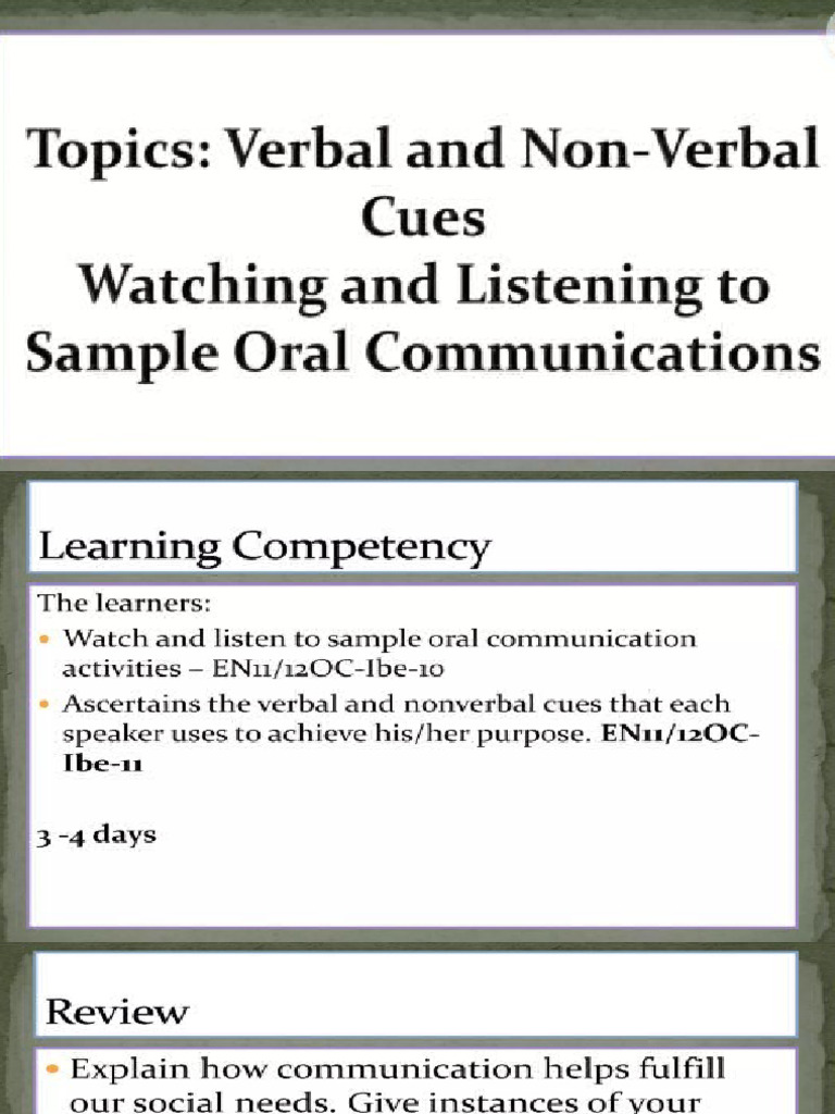 Verbal and Non Verbal Cues | PDF