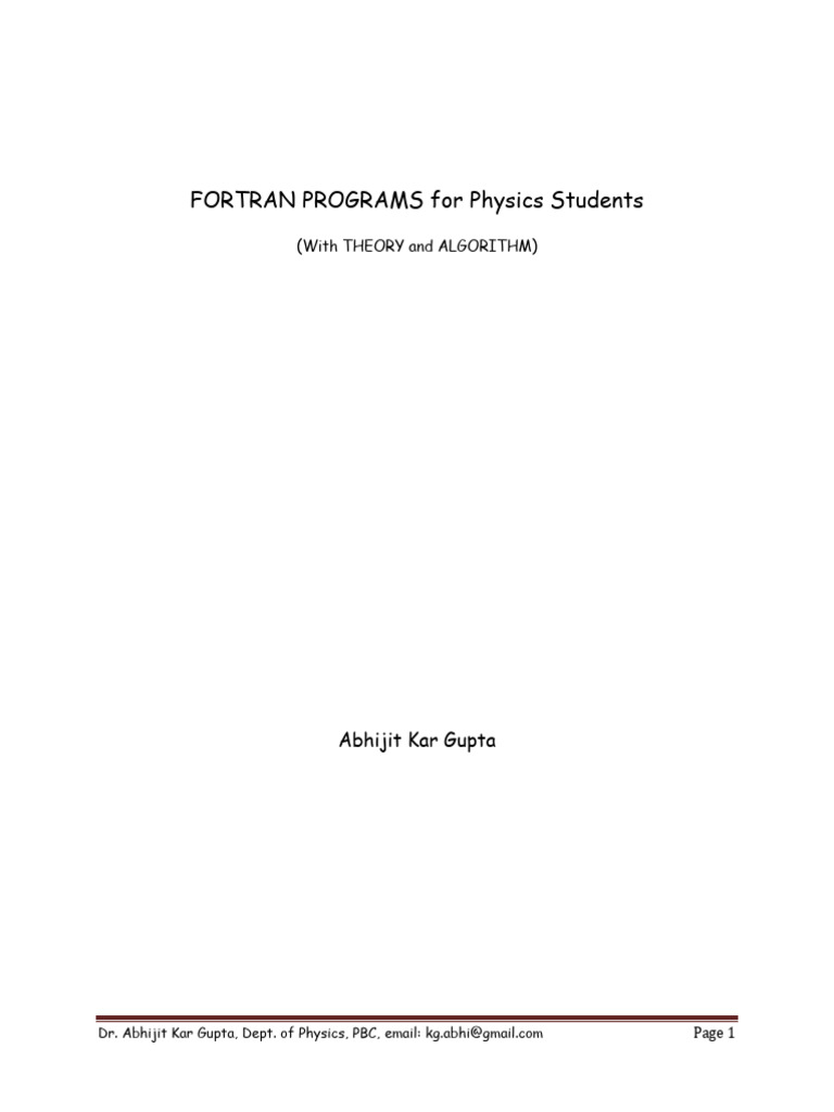 Fortran Programs For Physics Students | PDF | Matrix (Mathematics ...