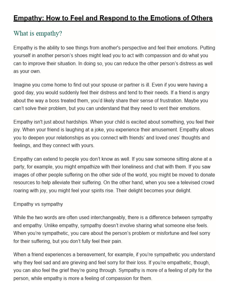 Understanding Empathy and Its Impact | PDF