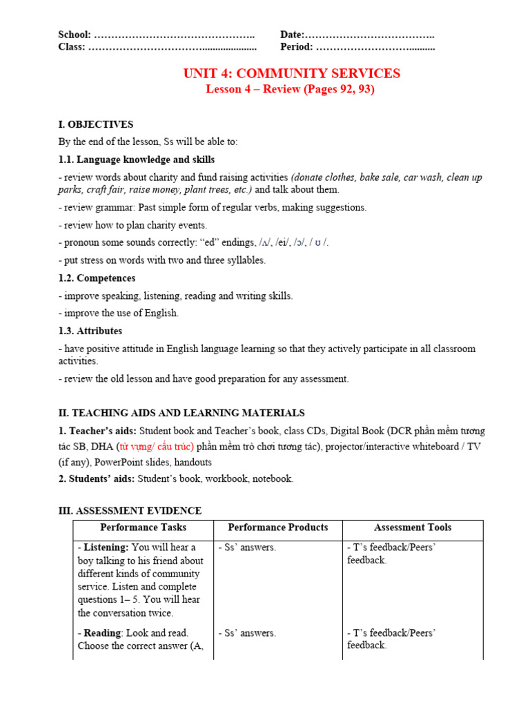 Unit 4 - Lesson 4 - Review | PDF | Stress (Linguistics) | Linguistics