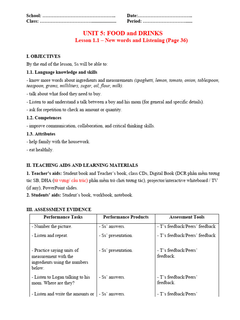 Unit 5 Lesson 1 Part 1 Vocabulary And Listening Pdf Vocabulary Cognitive Science