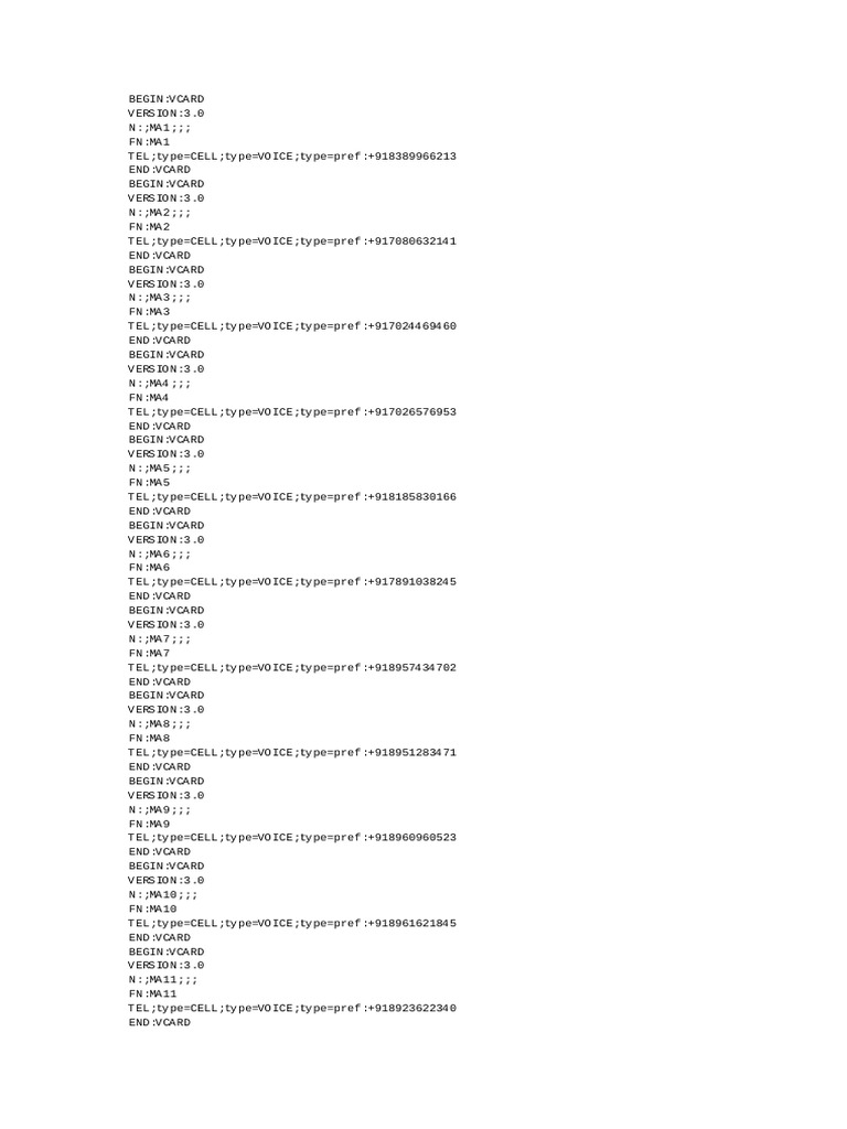 Contact List of Mobile Numbers | PDF