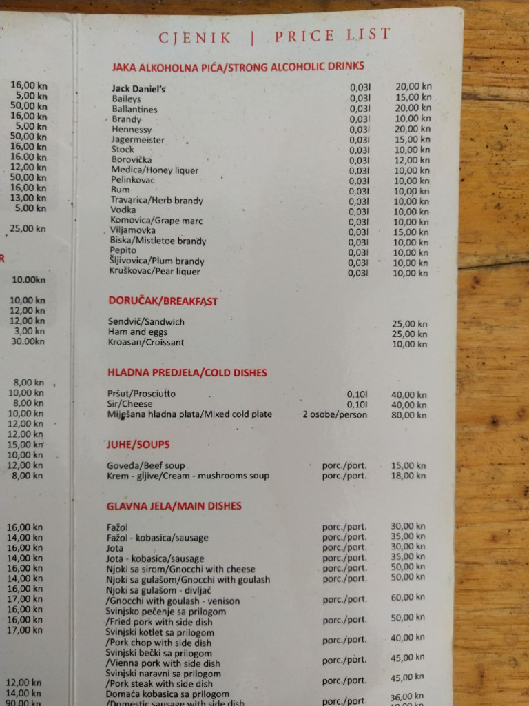 Mali Dom PLATAK Jelovnik 1 | PDF