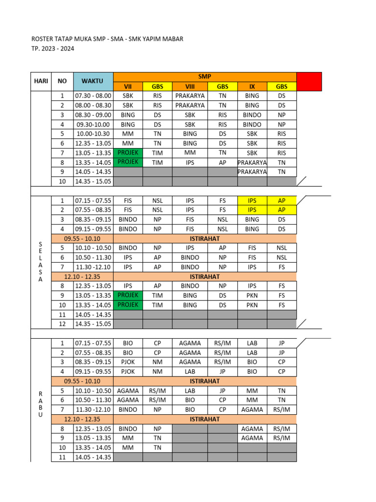 Contoh ROSTER BULAN PUASA 2024 | PDF