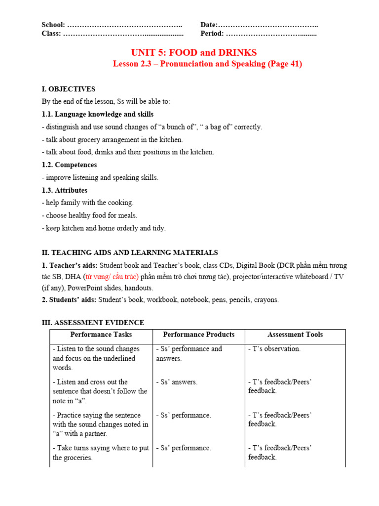 UNIT 5 - LESSON 2 - PART 3 - Pronunciation and Speaking | PDF | Human ...