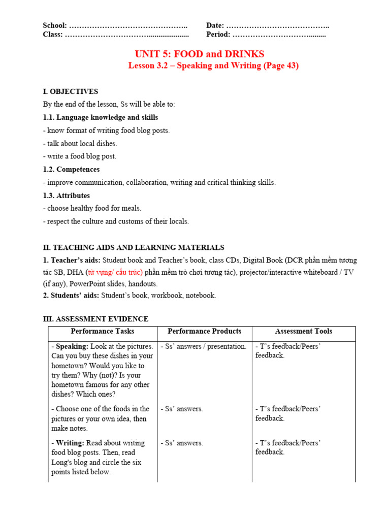 UNIT 5 - LESSON 3 - PART 2 - Speaking and Writing | PDF | Writing ...