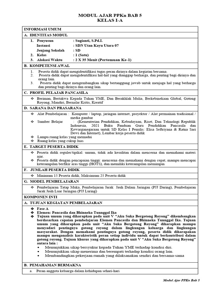 Modul Ajar PPKN BAB 5 Bu Yanti | PDF
