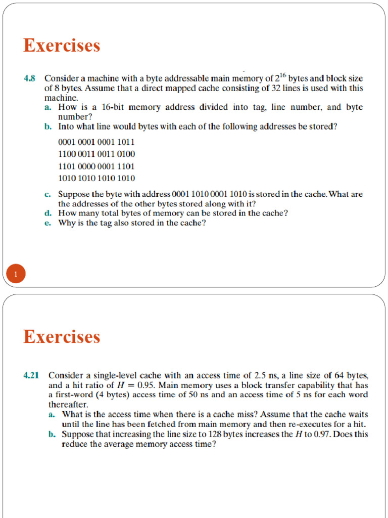Cache Exercises | PDF