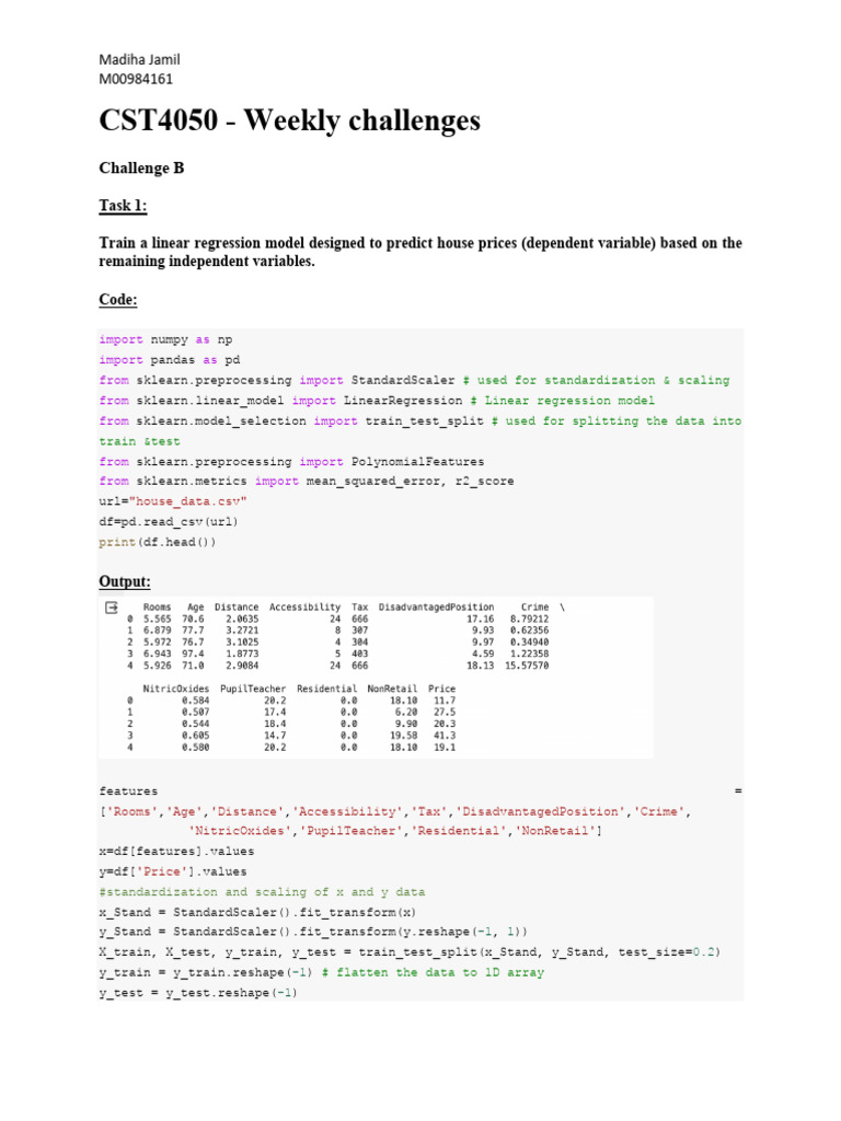 Challenge B | PDF | Coefficient Of Determination | Regression Analysis