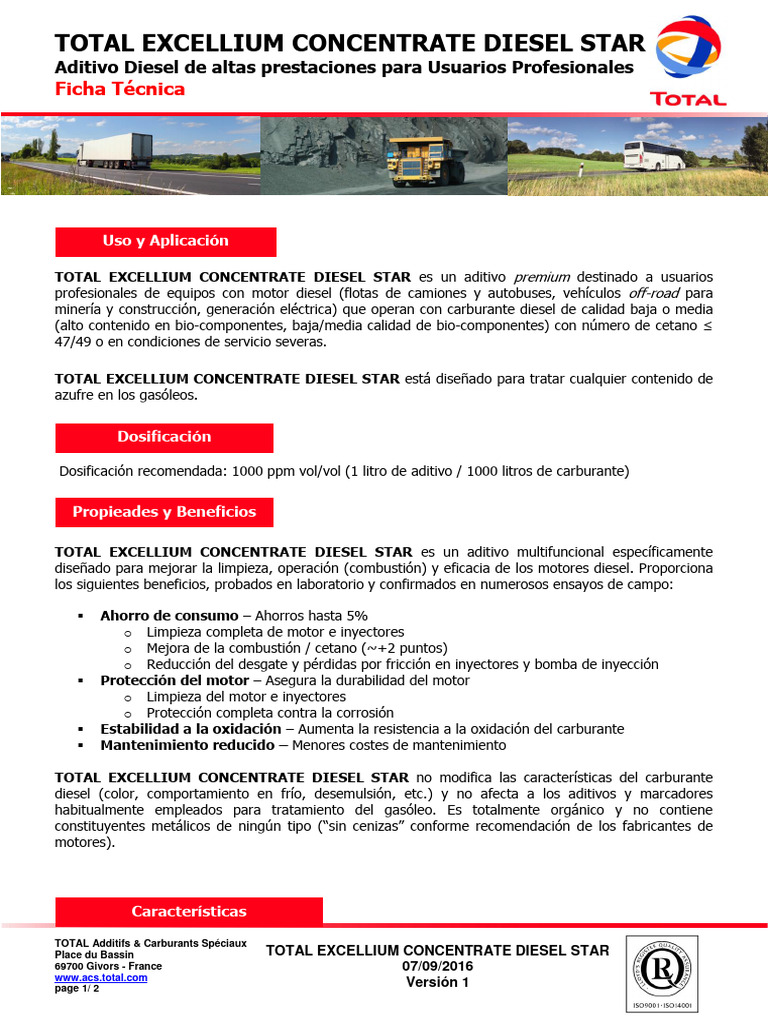 Excellium Concentrate Diesel Star | PDF | Combustible diesel | Inyección de combustible