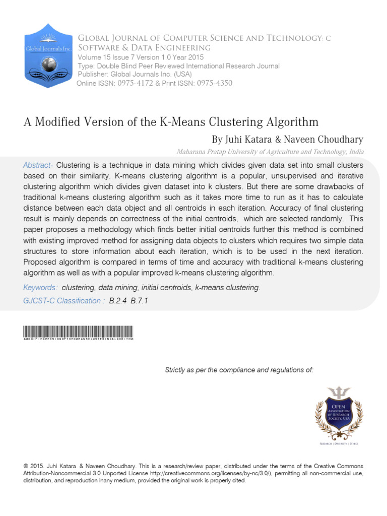 1 A Modified Version | PDF | Cluster Analysis | Algorithms And Data Structures