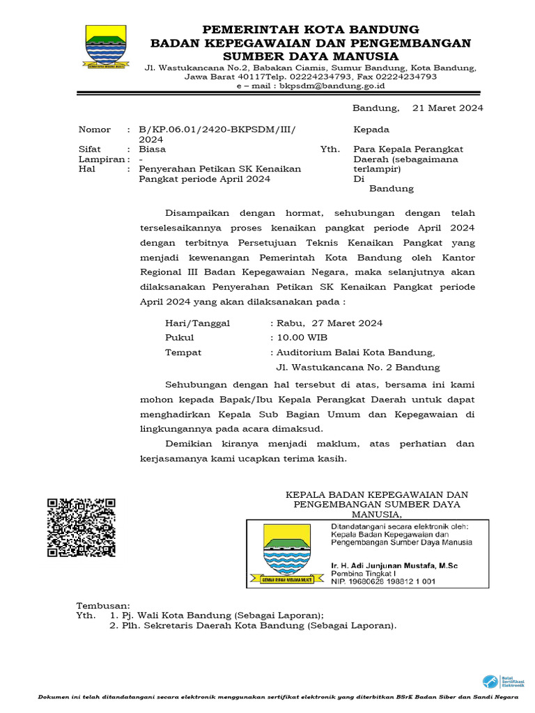 Penyerahan Petikan SK Kenaikan Pangkat Periode April 2024 | PDF