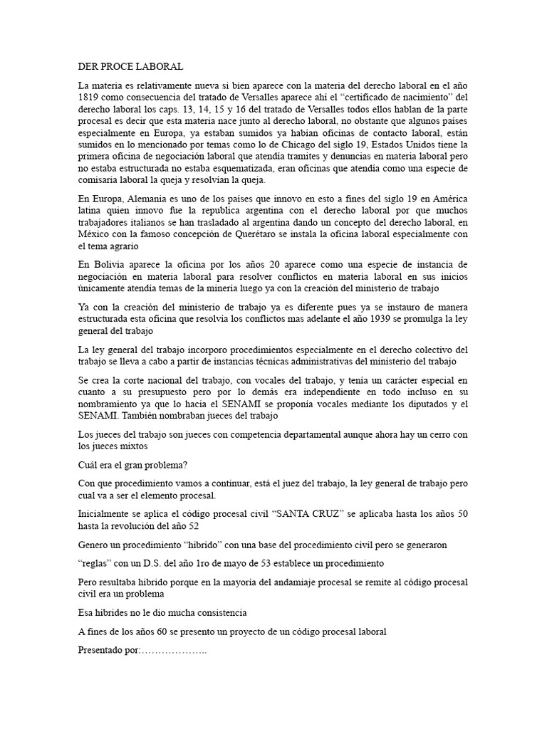 Der Proce Laboral | PDF | Derecho laboral | Ley procesal