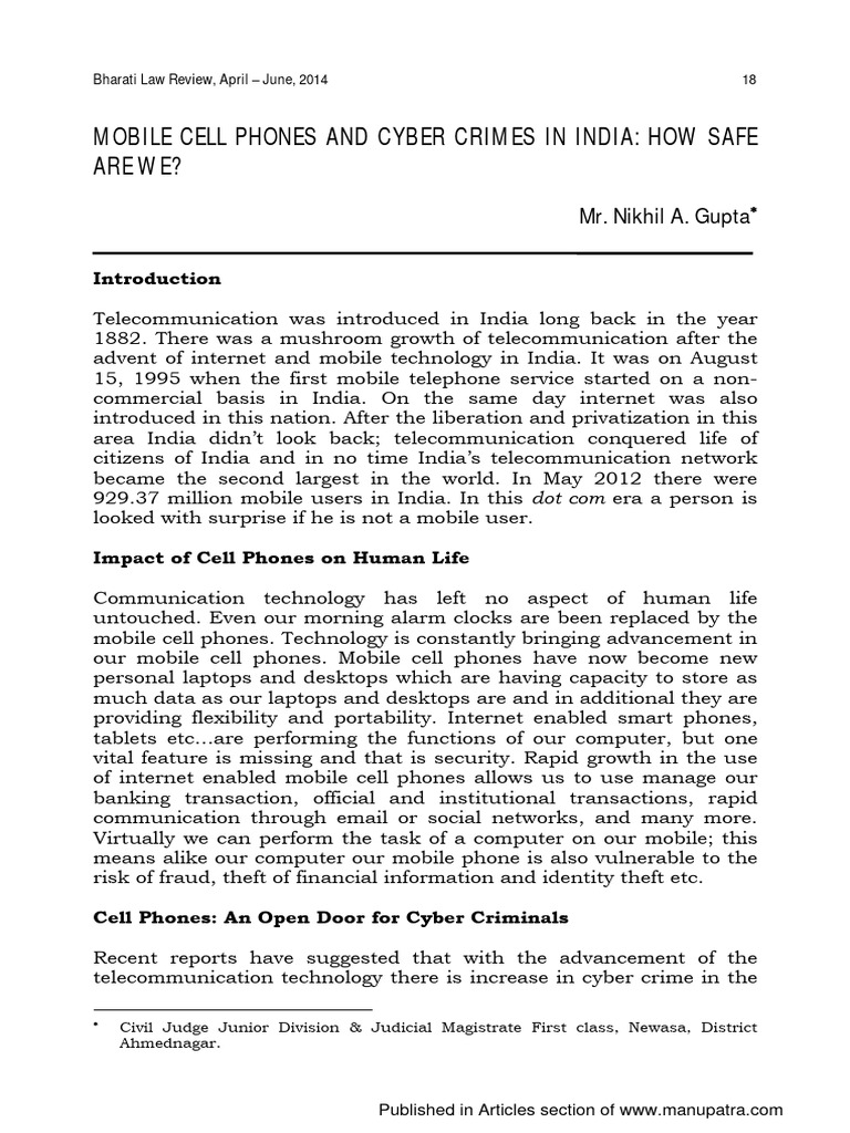 Cyber Crimes and Mobile Safety in India | PDF | Phishing | Malware
