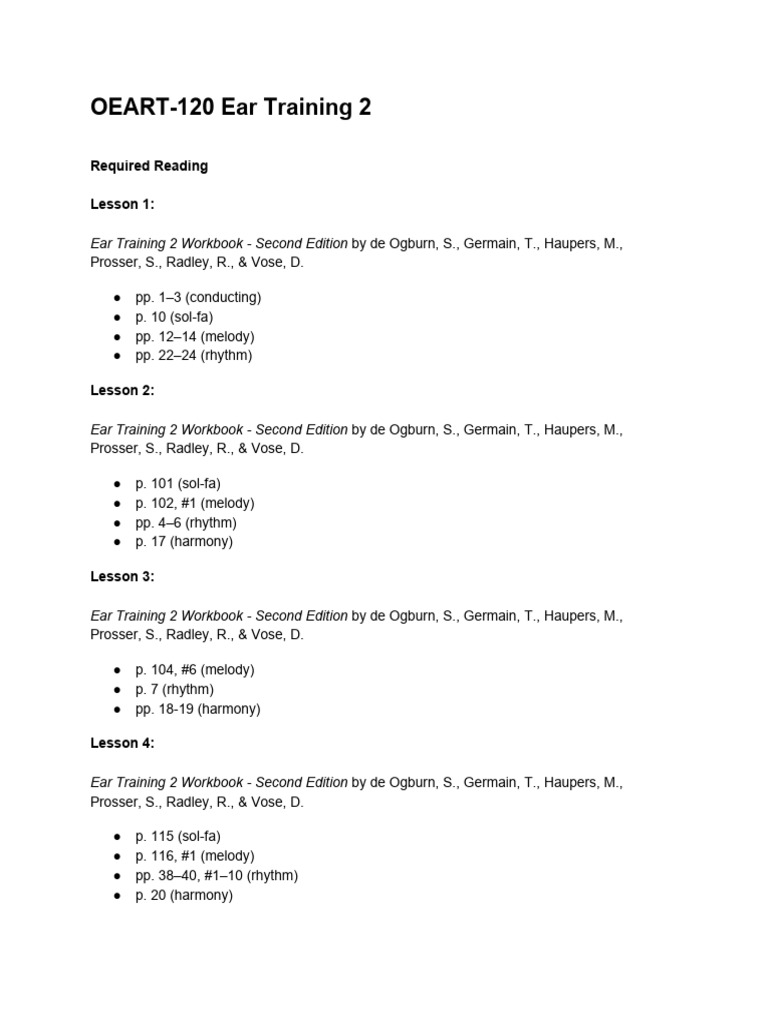 OEART-120 Ear Training 2 | PDF | Music Education | Sound