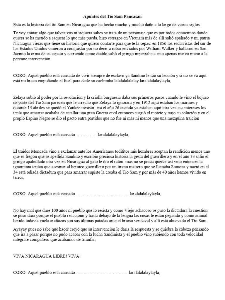 Apuntes Del Tío Sam Pancasán | PDF