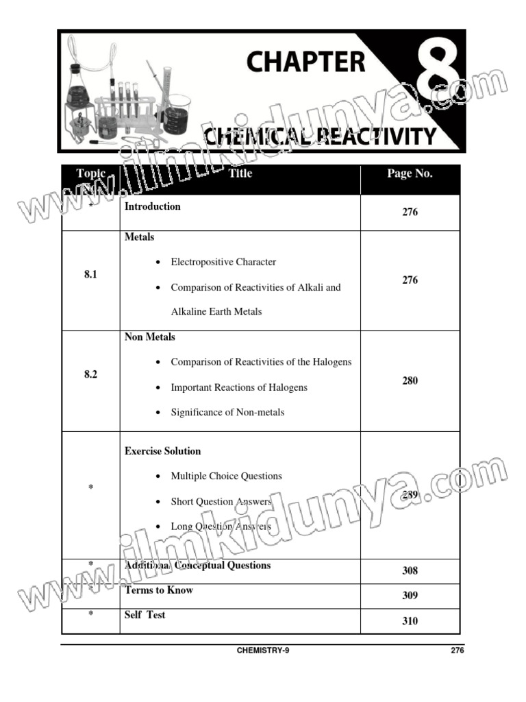 9th Class Chemistry Notes 2024 CH 8 | PDF | Ion | Metals