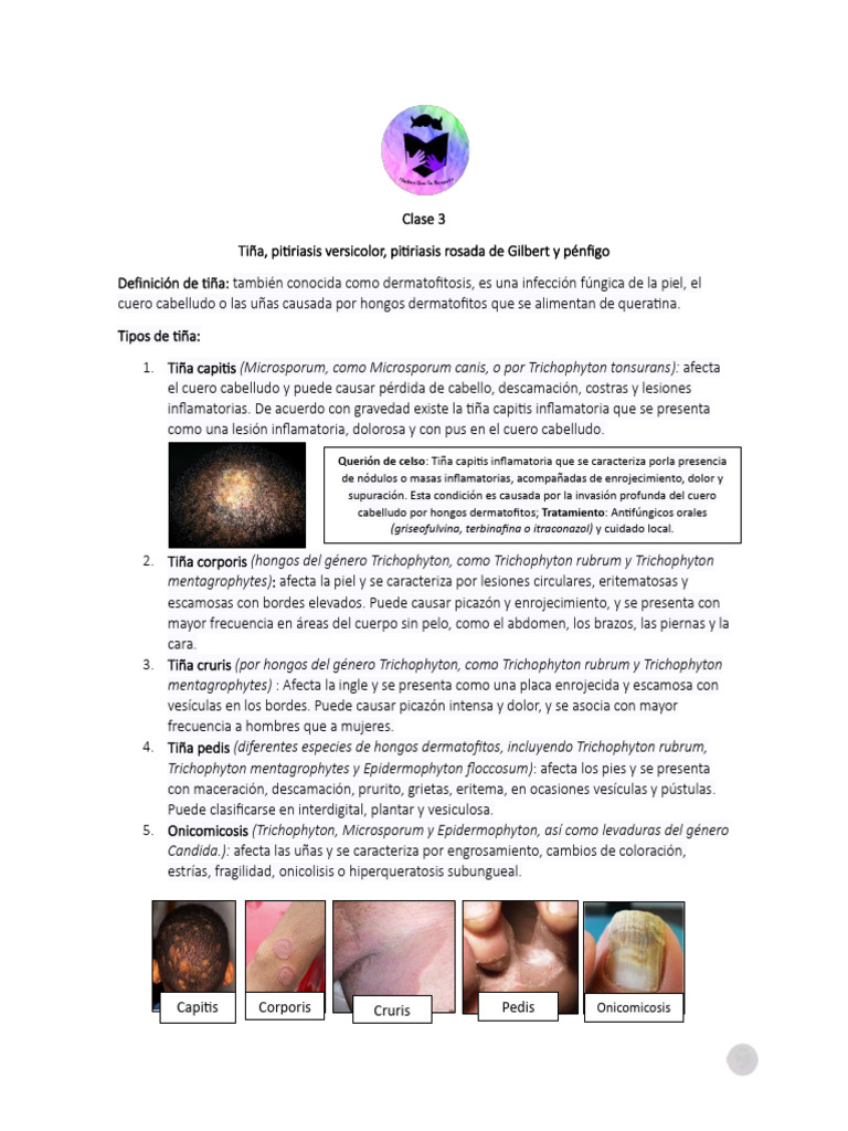 Pitiriasis Versicolor, Tiñas, Penfigo, Rosada de Gilbert | PDF ...