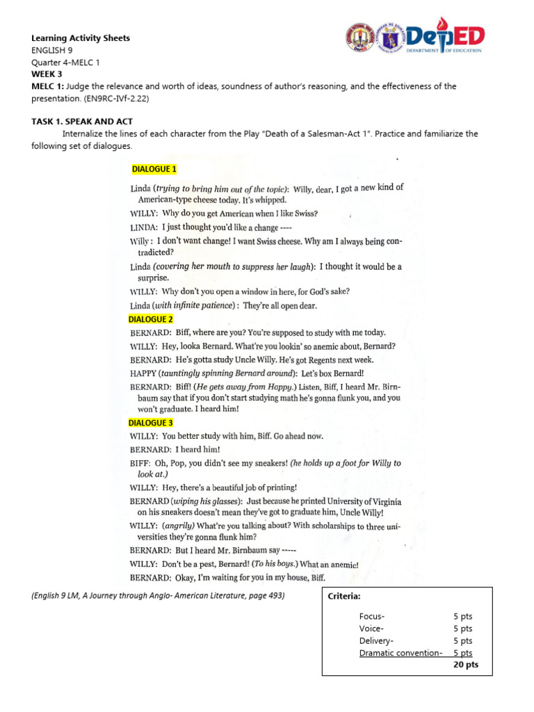 Q4 MELC1 WEEK 3 PTASK 1. Again | PDF
