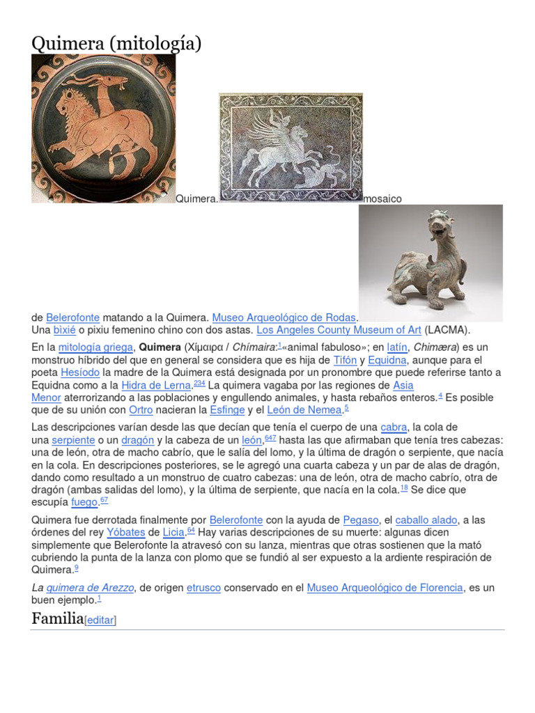 La Quimera en la Mitología Griega | PDF