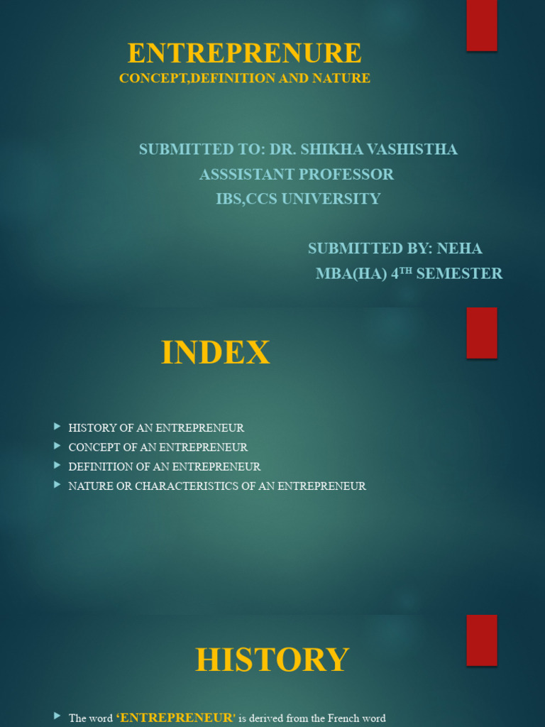 Entrepreneur (Concept, Nature and Definition) | PDF