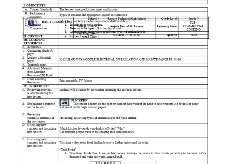 DLL Kitchen Layout | PDF | Learning | Kitchen