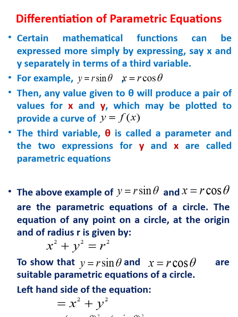 Differentiation of Parametric Equations | PDF | Equations | Function ... Differentiation of Parametric Equations | PDF | Equations | Function ...