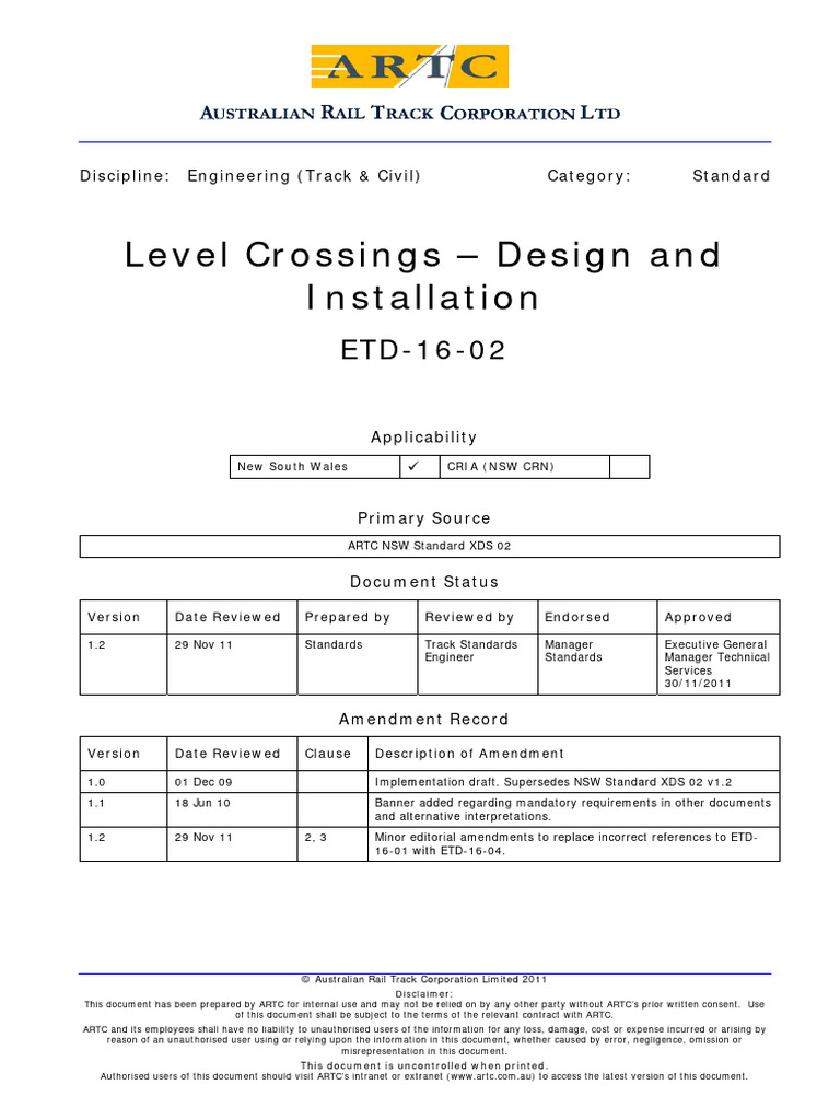 Level Crossings Design Standards | PDF | Road | Traffic