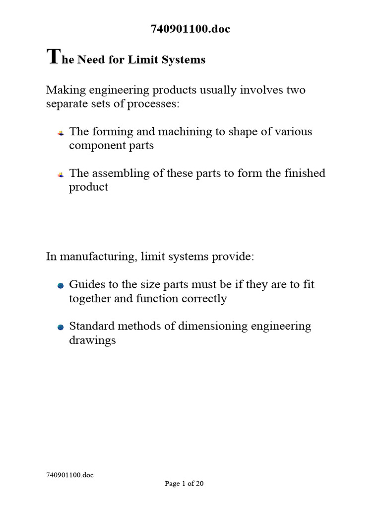 M1121 Trade Technology & Practice - Fits, Limits & Clearances | PDF ...