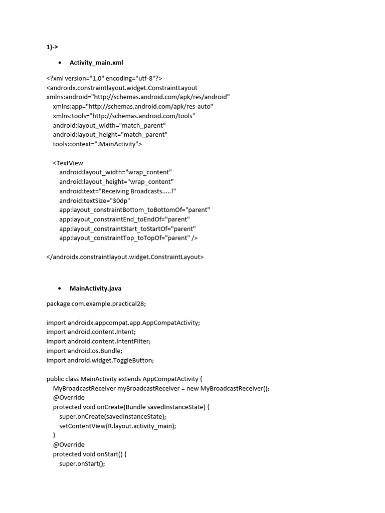 1) - Activity - Main - XML | PDF | Android (Operating System) | System Software