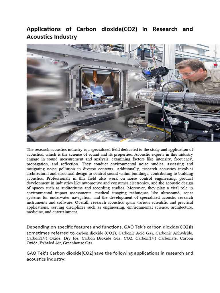 Applications of Carbon Dioxide (CO2) in Research and Acoustics Industry ...