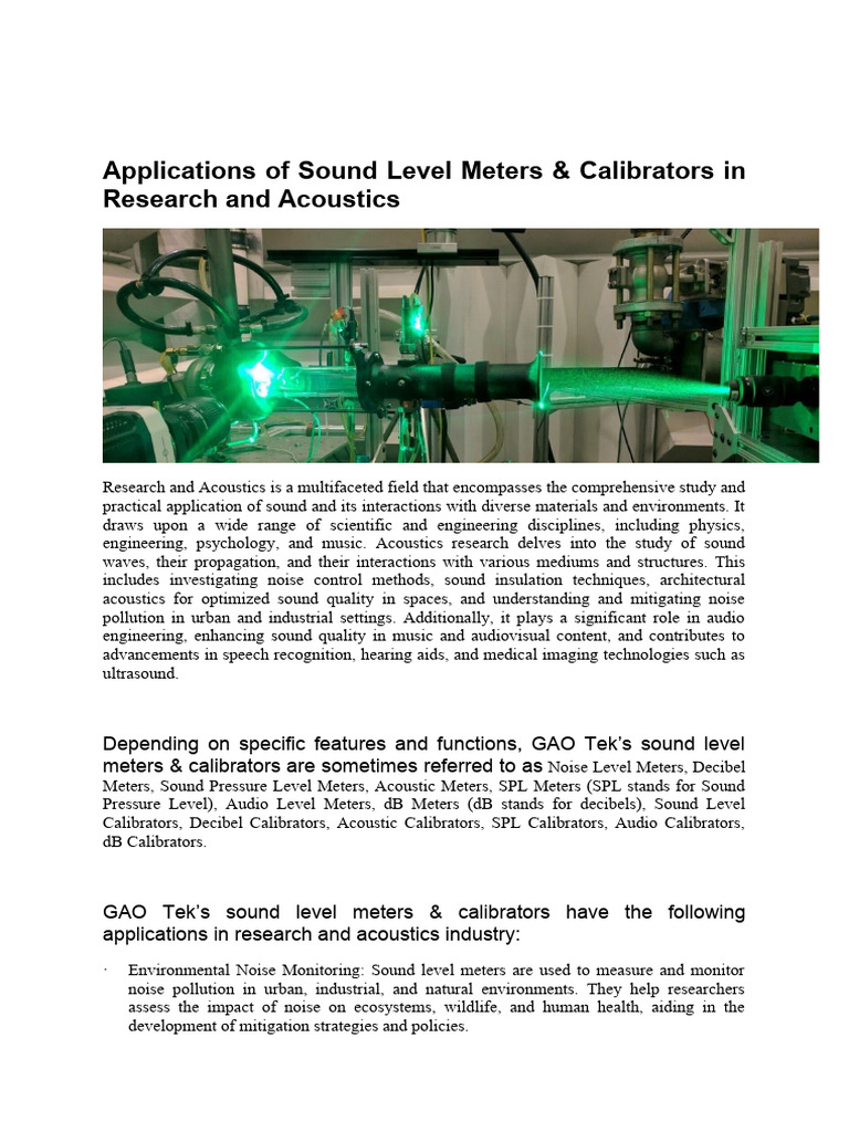 Sound Level Meters in Acoustics Research | PDF | Sound | Decibel